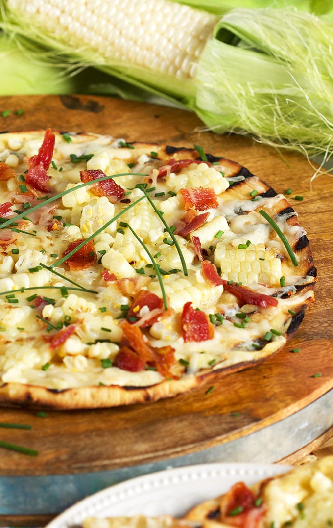 Grilled Corn Pizza with Bacon and Chives - The Suburban Soapbox