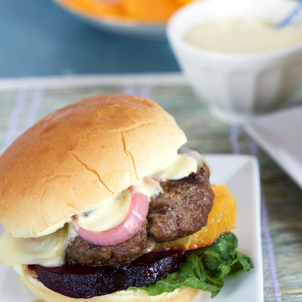 Spiced Lamb Burger with Roasted Beets, Orange and Taleggio - The ...