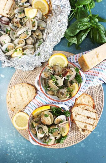Grilled Clams with Garlic Parmesan Basil Butter - The Suburban Soapbox