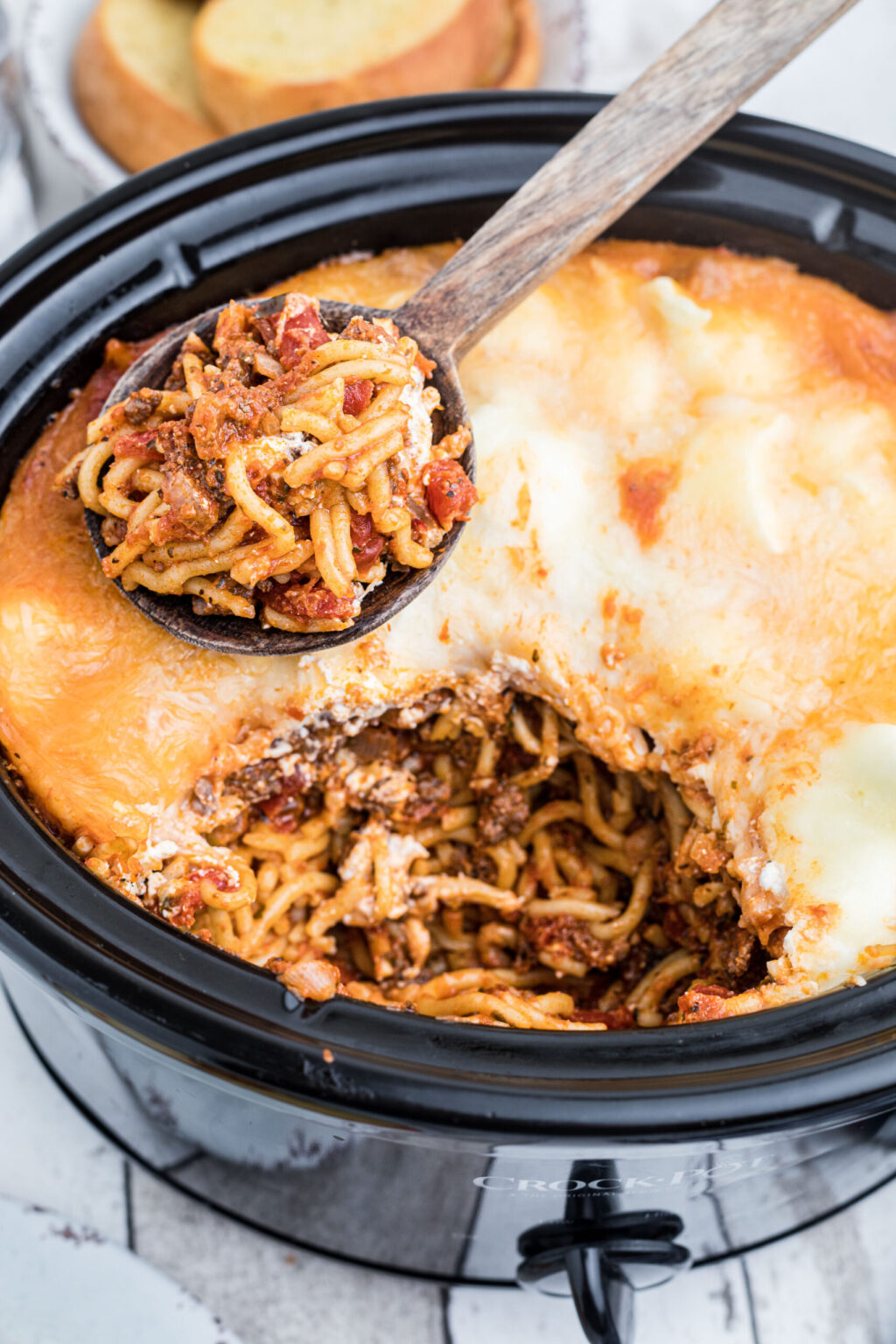 Easy Slow Cooker Baked Spaghetti - The Suburban Soapbox