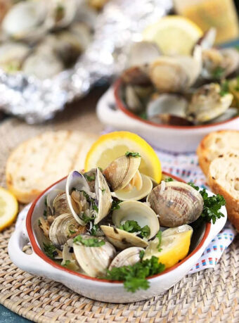 Grilled Clams with Garlic Parmesan Basil Butter - The Suburban Soapbox