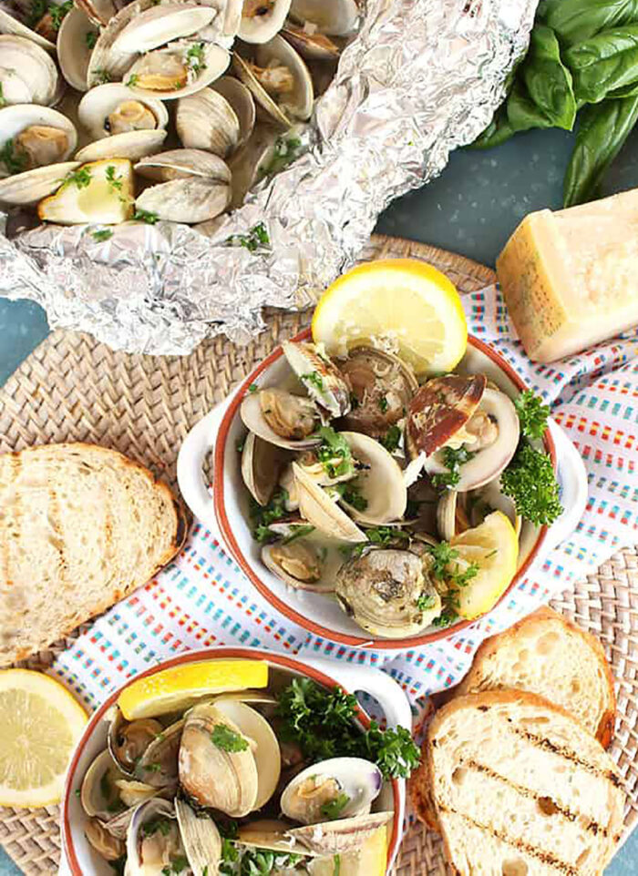 Grilled Clams with Garlic Parmesan Basil Butter - The Suburban Soapbox