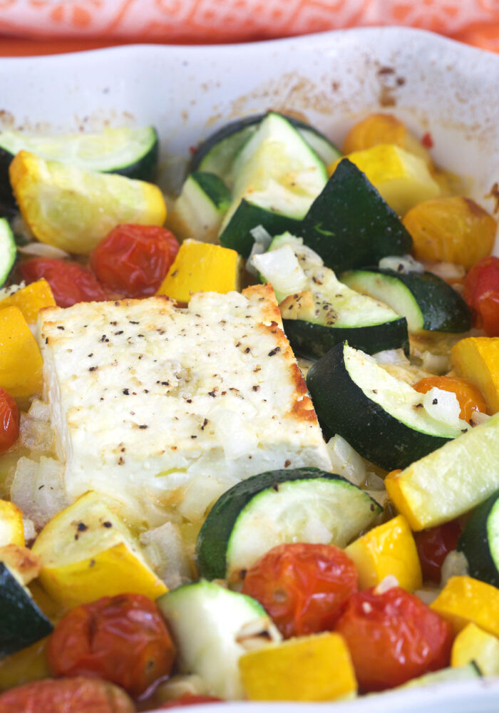 Summer Vegetable Baked Feta Pasta - The Suburban Soapbox